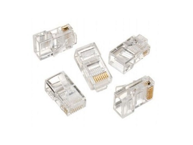 LC-8P8C-001/100 Modular plug RJ45  8P8C 30u CAT5 UTP gold plated,100 u pakovanju / CENA PO PAKOVANJU