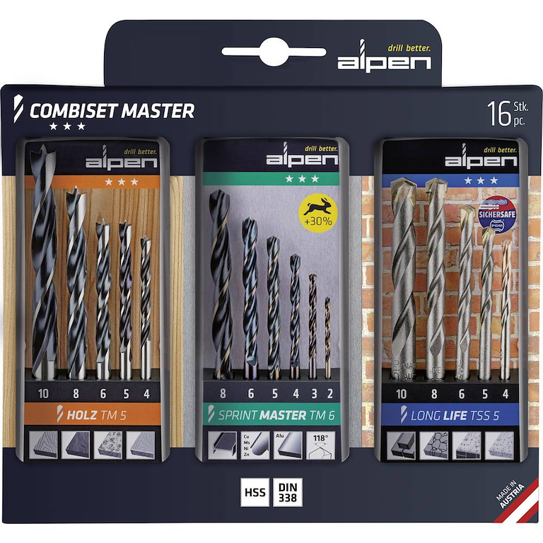 Alpen – Combiset Master, Univerzalni set burgija 16/1- 0000811003100