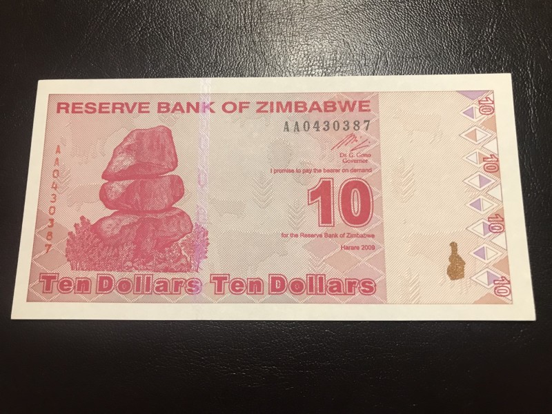 ZIMBABVE 10 DOLARA.2009. UNC.