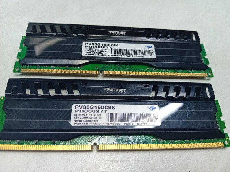 2x4gb ddr3 patriot 1600mhz ispravne 8gb ukupno