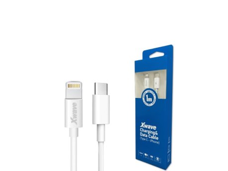 X WAVE Kabl USB Tip-C za IPHONE-1M 3A,lightning aluminium,PVC beli