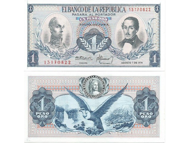 Colombia 1 peso 1974. UNC