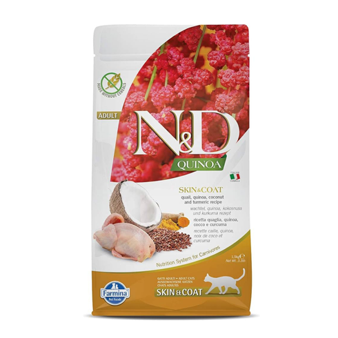 N&D Quinoa Adult Cat Skin&Coat Quail&Coconut Grain Free 1.5kg