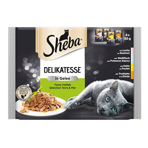 SHEBA Delikatesse Multipack za mačke Mesni Izbor u želeu 4x85g