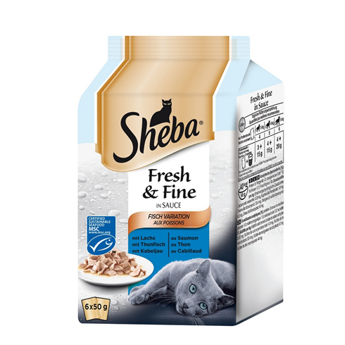 SHEBA Fresh&Fine Multipack kesice za mačke sa ribom 6x50g