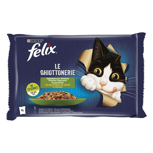 Felix adult multipak Le Ghiottenerie govedinina&piletina&povrće u želeu 4x85g