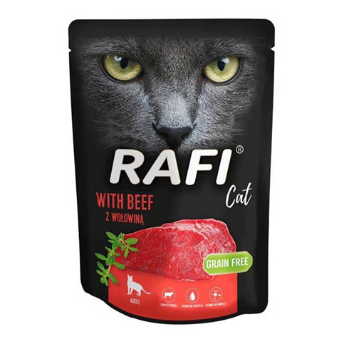 Rafi Adult Cat grain free vlažna hrana za mačke sa govedinom u kesici 300g