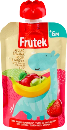 Frutek
Voćna kašica- jabuka, banana, jagoda i crveno grožđe, od 6. meseca, 100 g
Dijetetska namirnica