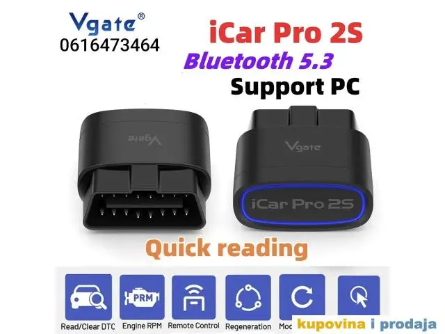 Vgate iCar Pro 2S OBD2 Bluetooth 5.3, IOS Android, PC