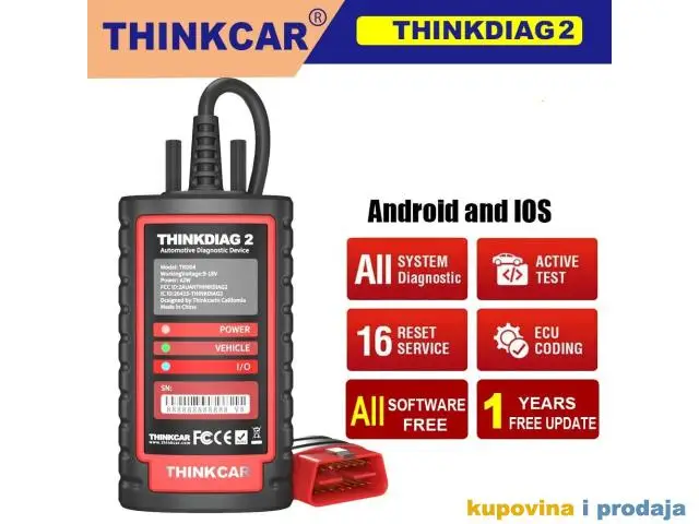 THINKCAR Thinkdiag 2 Bluetooth CAN FD OBD2 Auto Dijagnostika