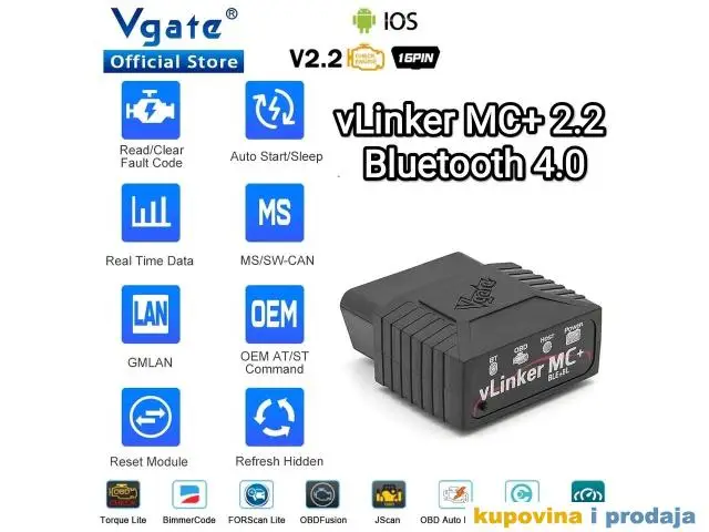 Vgate vLinker MC + V2.2 Bluetooth 4.0 BimmerCode FORScan