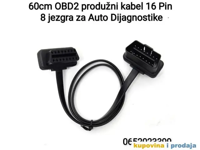 OBD2 produžni kabel 16 Pina, 8 jezgra za ELM Auto Dijag