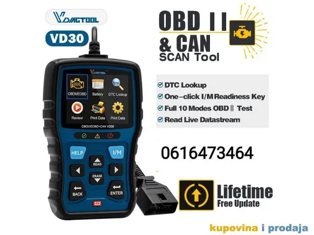 NOVO - VDIAGTOOL VD30 OBD2, OBDII EOBD Auto Dijagnostika