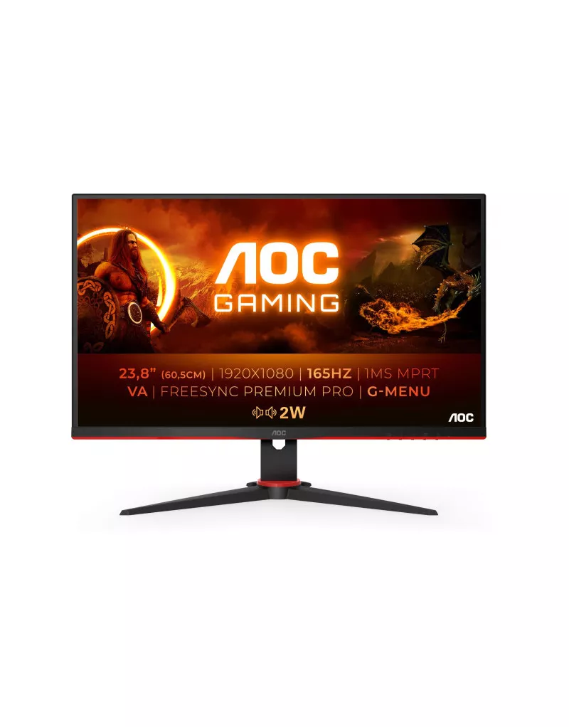 Monitor 23.8" AOC 24G2SAE/BK VA 1920x1080/165Hz/1ms/HDMI/VGA/DP/zvučnici