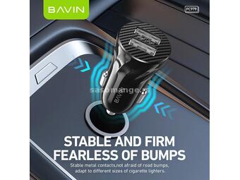 Bavin Auto punjač 2xUSB + kabl Lightning crna