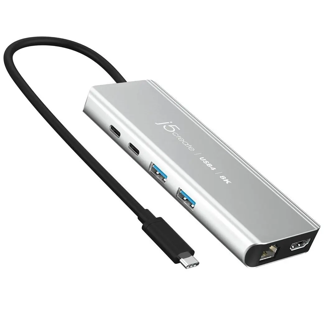 J5Create JCD403-N Multi-Port Hab, USB4 8K, Sivi