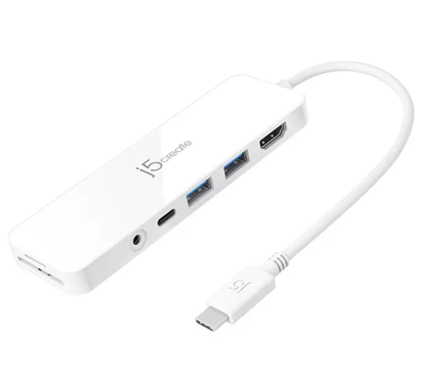 J5Create JCD373-N Multi-Port Hab sa napajanjem, USB-C, Beli