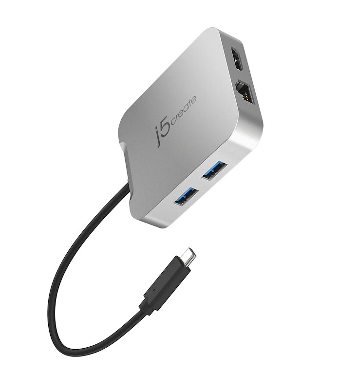 J5Create JCD391-N Multi-Port Adapter, USB-C PD, 4K60, Sivi