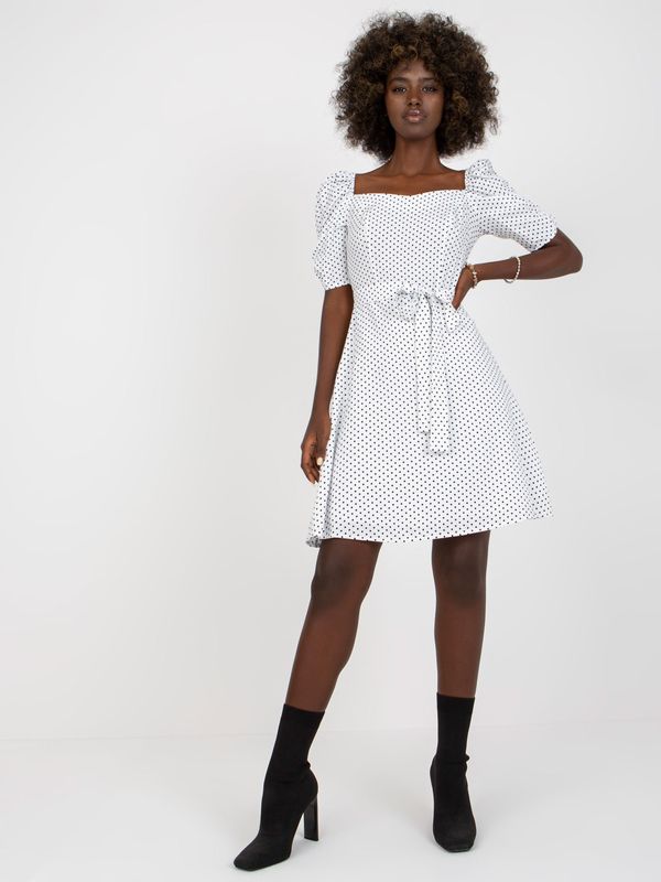 WHITE MINIDRESS WITH POLKA DOT AND TIE