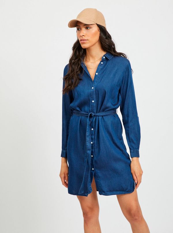 Dark blue denim shirt dress VILA Bista - Women