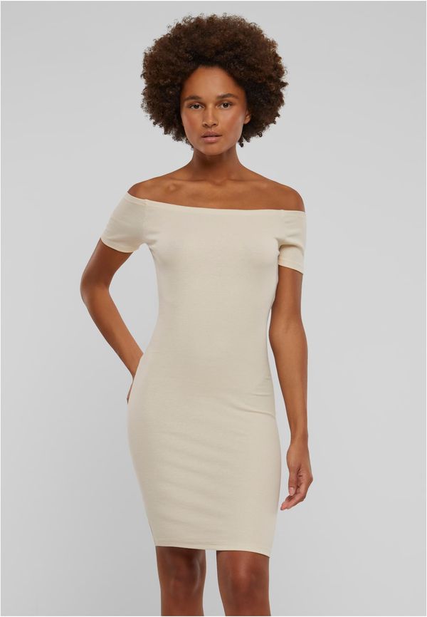 WOMEN'S OFF SHOULDER RIB DRESS - CREAM