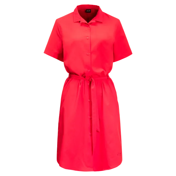 WOMEN'S DRESS JACK WOLFSKIN HOLIDAY MIDI DRESS TULIP RED