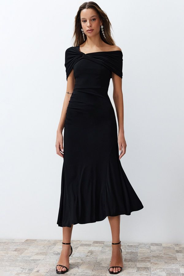 TRENDYOL BLACK ELEGANT EVENING DRESS