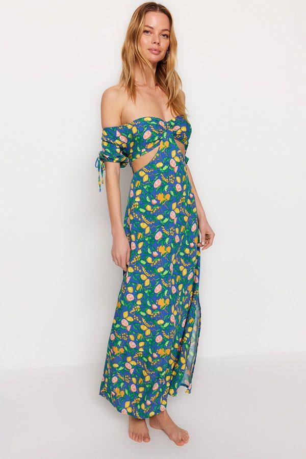 TRENDYOL FRUIT PATTERNED MAXI WOVEN BEACH DRESS