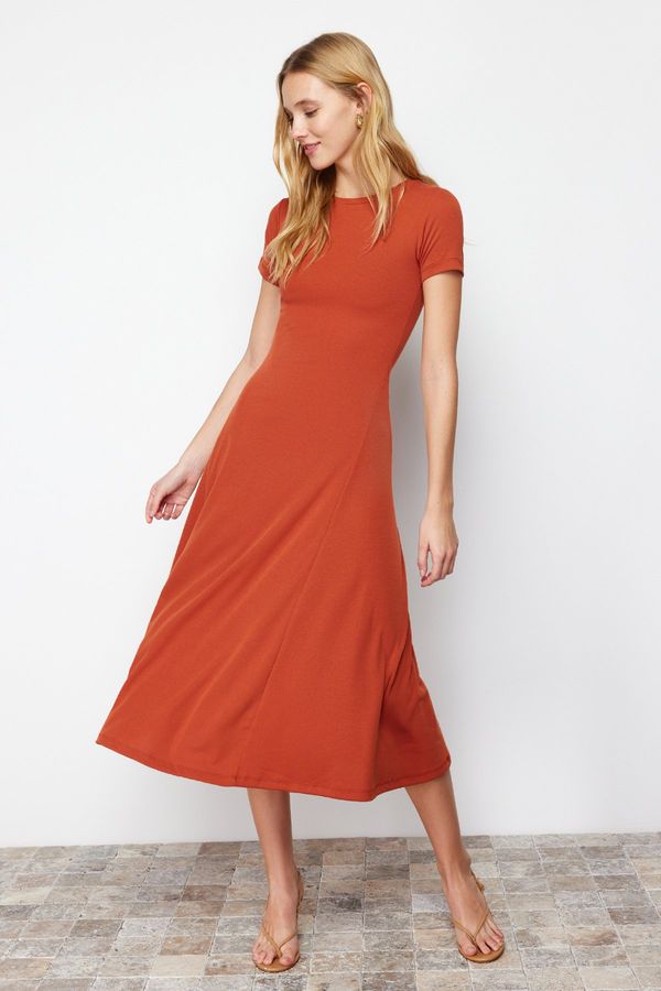 TRENDYOL FLOUNCE TILE SKIRT ELASTIC KNITTED MAXI DRESS