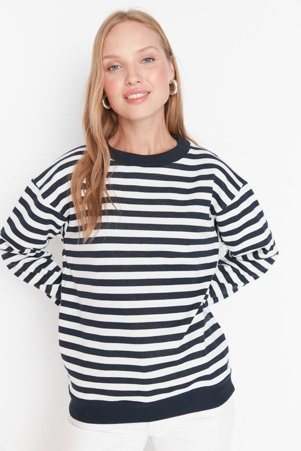 TRENDYOL SWEATSHIRT - DUNKELBLAU - RELAXED FIT