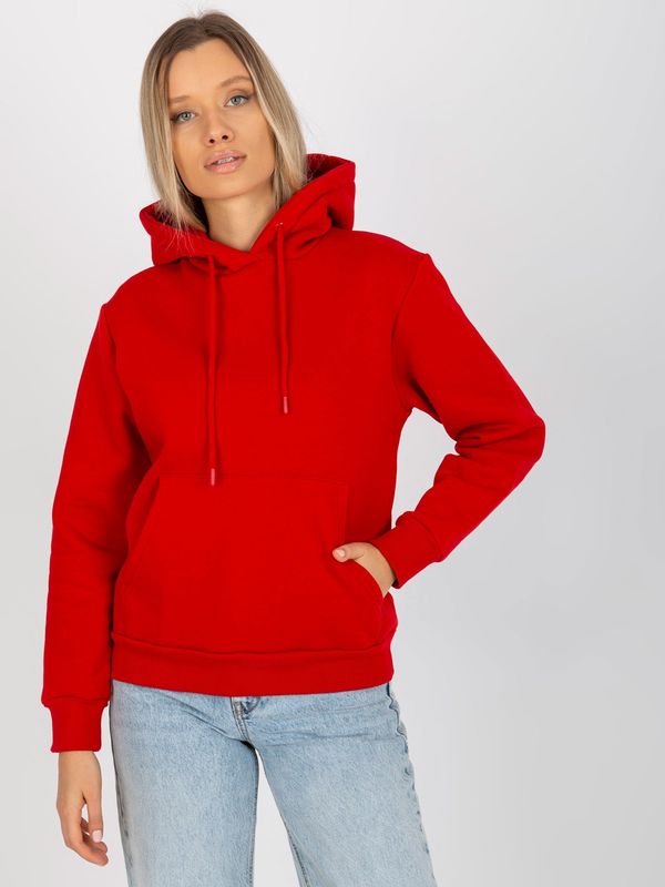 RUE PARIS RED BASIC KANGAROO SWEATSHIRT