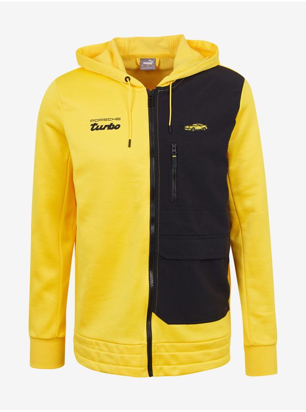 BLACK-YELLOW MEN'S ZIPPERED HOODIE PUMA PORSCHE - MEN
