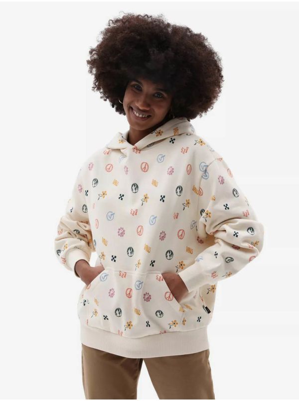 CREAM WOMEN'S PATTERNED HOODIE VANS - WOMEN