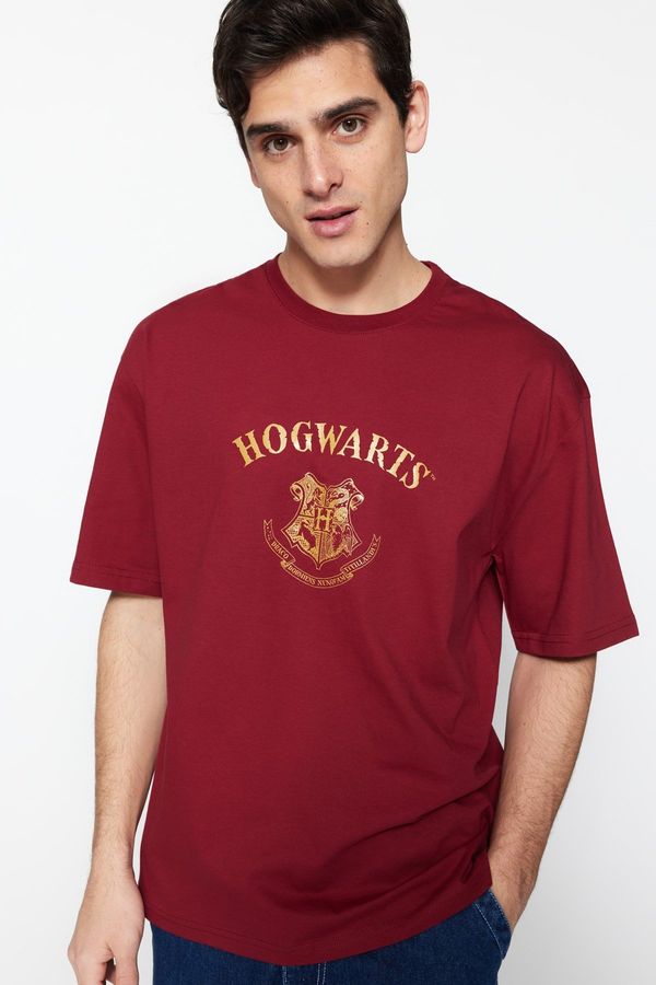 TRENDYOL T-SHIRT - BURGUNDY - RELAXED FIT