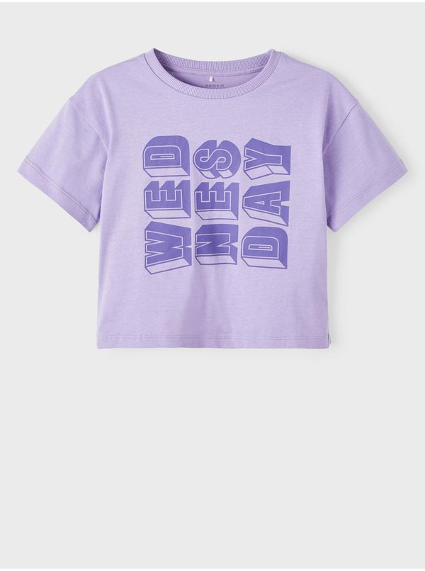 LIGHT PURPLE GIRLS' T-SHIRT NAME IT BALONE - GIRLS