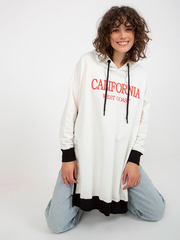 WOMEN'S LONG OVER SIZE HOODIE - ECRU