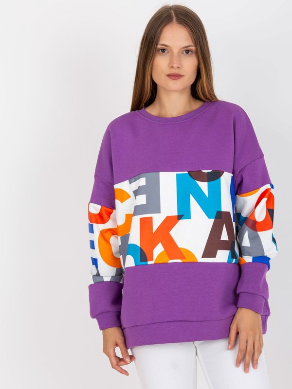 PURPLE HOODLESS PRINTED HOODIE BY MADALYNN