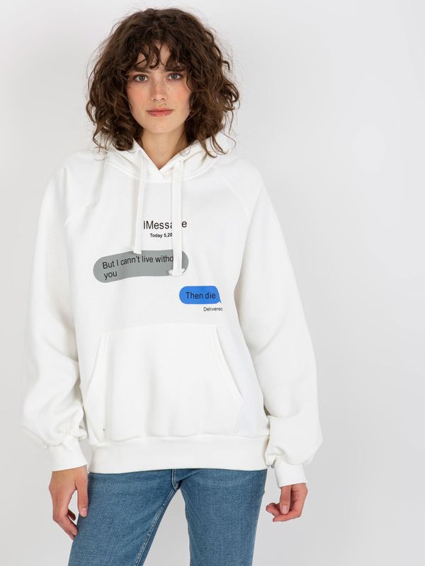 WOMEN'S HOODIE WITH KANGAROO POCKET - ECRU