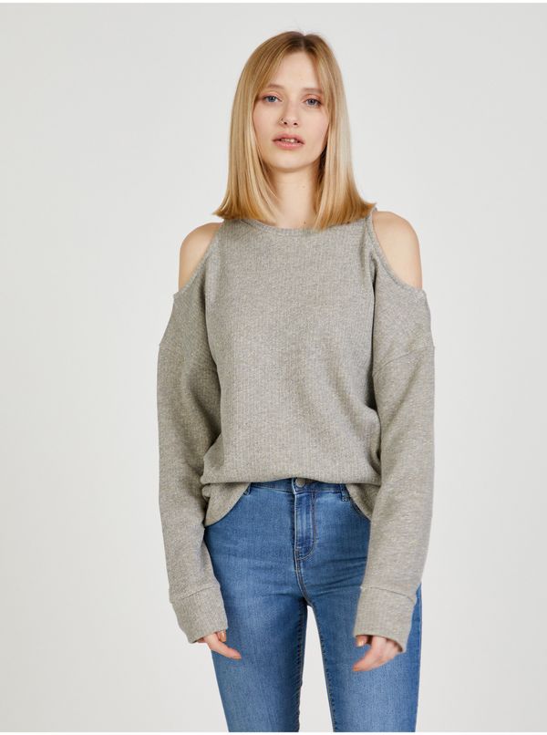 PEPE JEANS MONI GREY WOMENS SWEATSHIRT WITH EXPOSED SHOULDERS - WOMEN