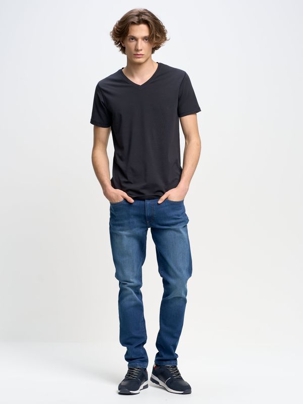 BIG STAR MAN'S V_NECK_SS T-SHIRT 152533 LIGHT BLUE-404