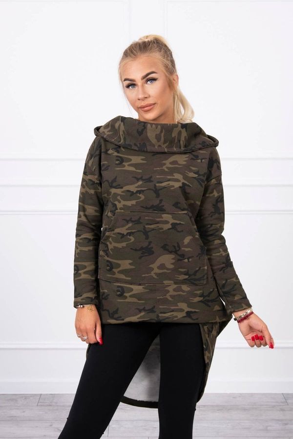 SWEATSHIRT WITH LONG BACK CAMO KHAKI+GREEN