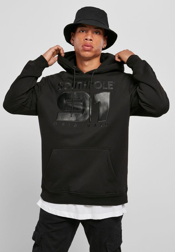 SOUTHPOLE HOODY WITH PU APPLIQUÉ BLACK