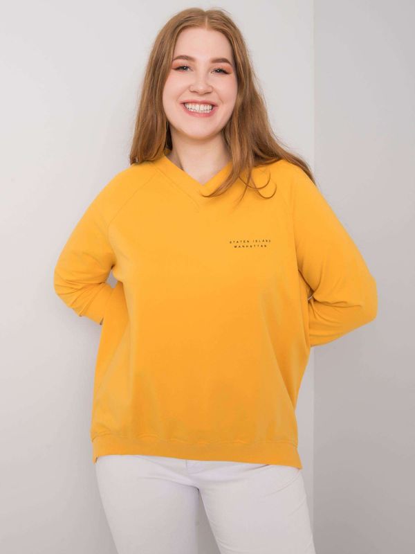 YELLOW V-SIZE SWEATSHIRT WITH V-NECK.