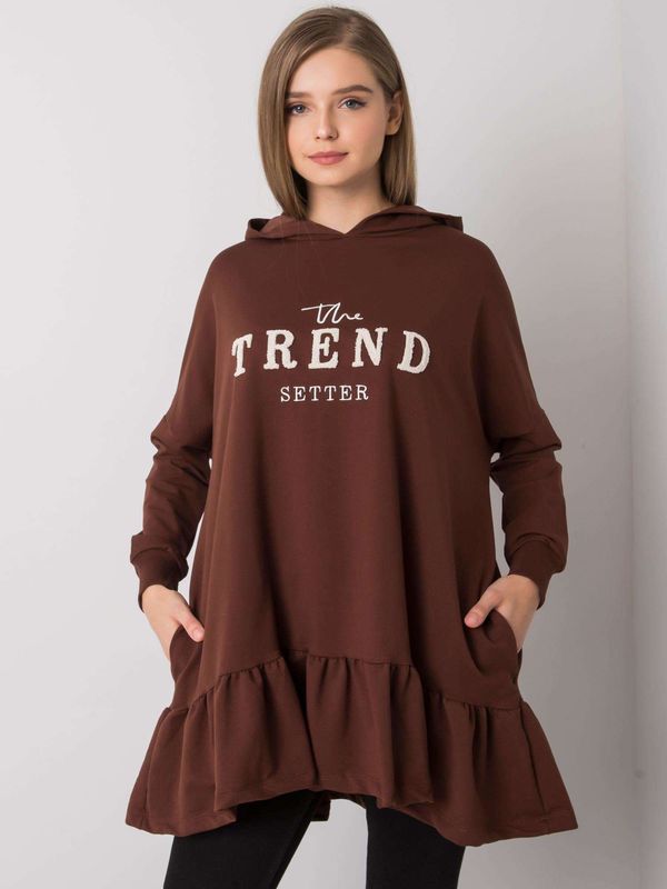DARK BROWN SWEATSHIRT WITH RUFFLES