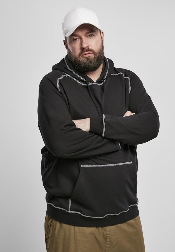 CONTRASTING STITCHING HOODY BLACK