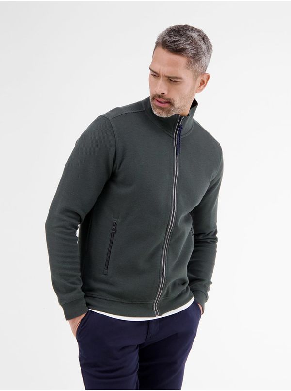 DARK GREEN MEN'S ZIPPERED SWEATSHIRT LERROS - MEN