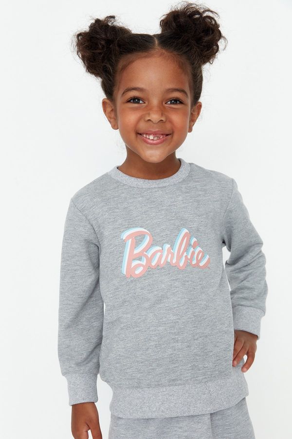 TRENDYOL GRAY MELANGE BARBIE LICENSED GIRLS' KNITTED SWEATSHIRT