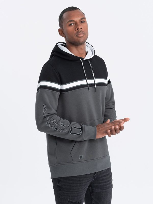 OMBRE MEN'S TRI-COLOR HOODIE - GRAY
