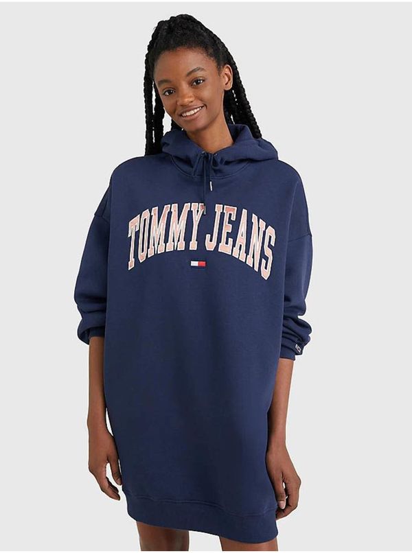 DARK BLUE LADIES HOODIE DRESS TOMMY JEANS - LADIES