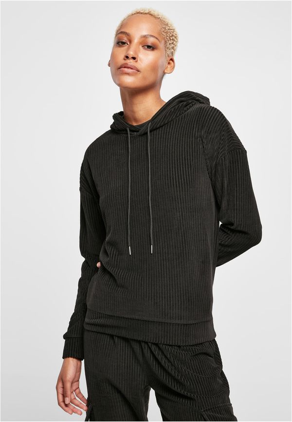 WOMEN'S VELVET RIB HOODY BLACK